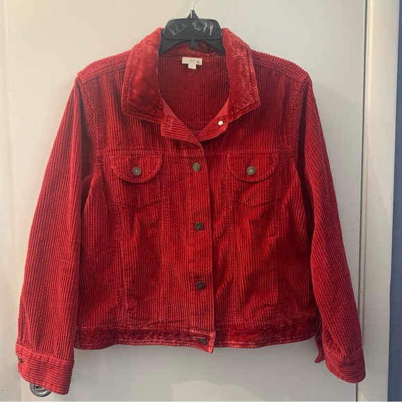 J. Jill | Jackets & Coats | Jjill Corduroy Corduroy W Velvet Trimjacket Womens Large Button ...